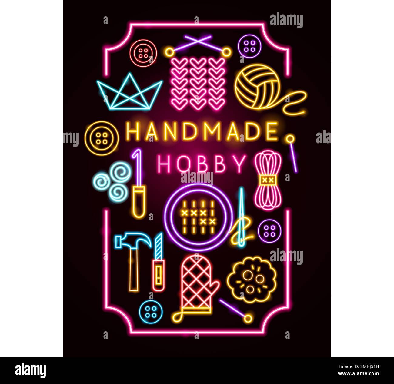 Handmade Hobby Neon Poster Stock Vector Image & Art - Alamy