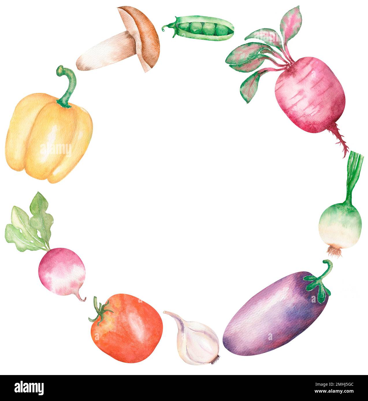 Watercolor Vegetable Frame Clipart, Kitchen Healthy Food border ...
