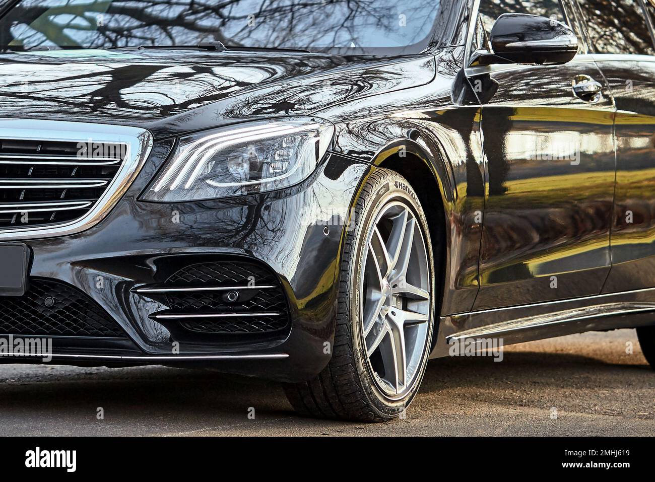 Modern car close view background, luxury city car wallpaper Stock Photo ...