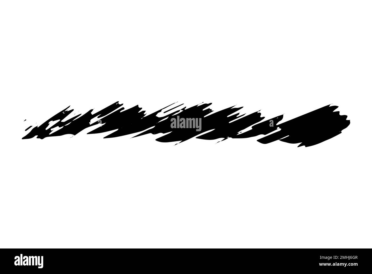 Black stain of paint brush isolated on white background. Hand-drawn ...