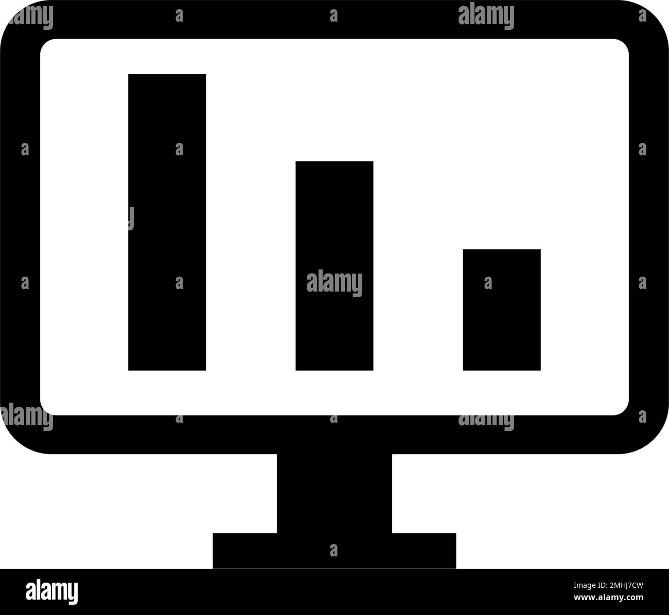 Desktop PC silhouette icon for statistics and analysis. Editable vector ...