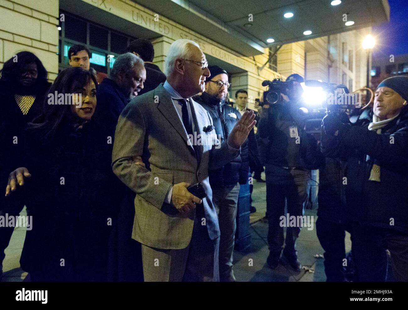 Roger Stone accompanied by his wife Nydia Stone, left, leaves federal ...