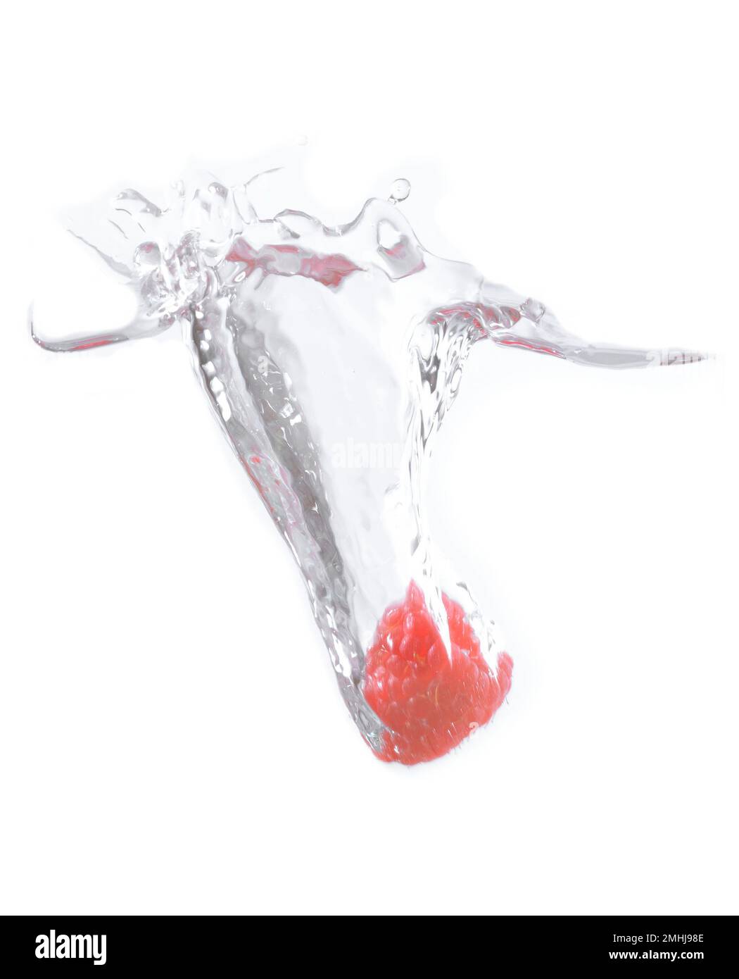 Raspberry falls deeply under water with a big splash Stock Photo - Alamy