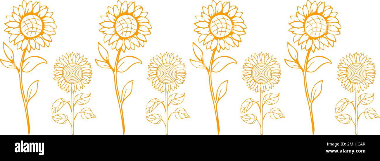 Row of sunflowers Stock Vector Images - Alamy