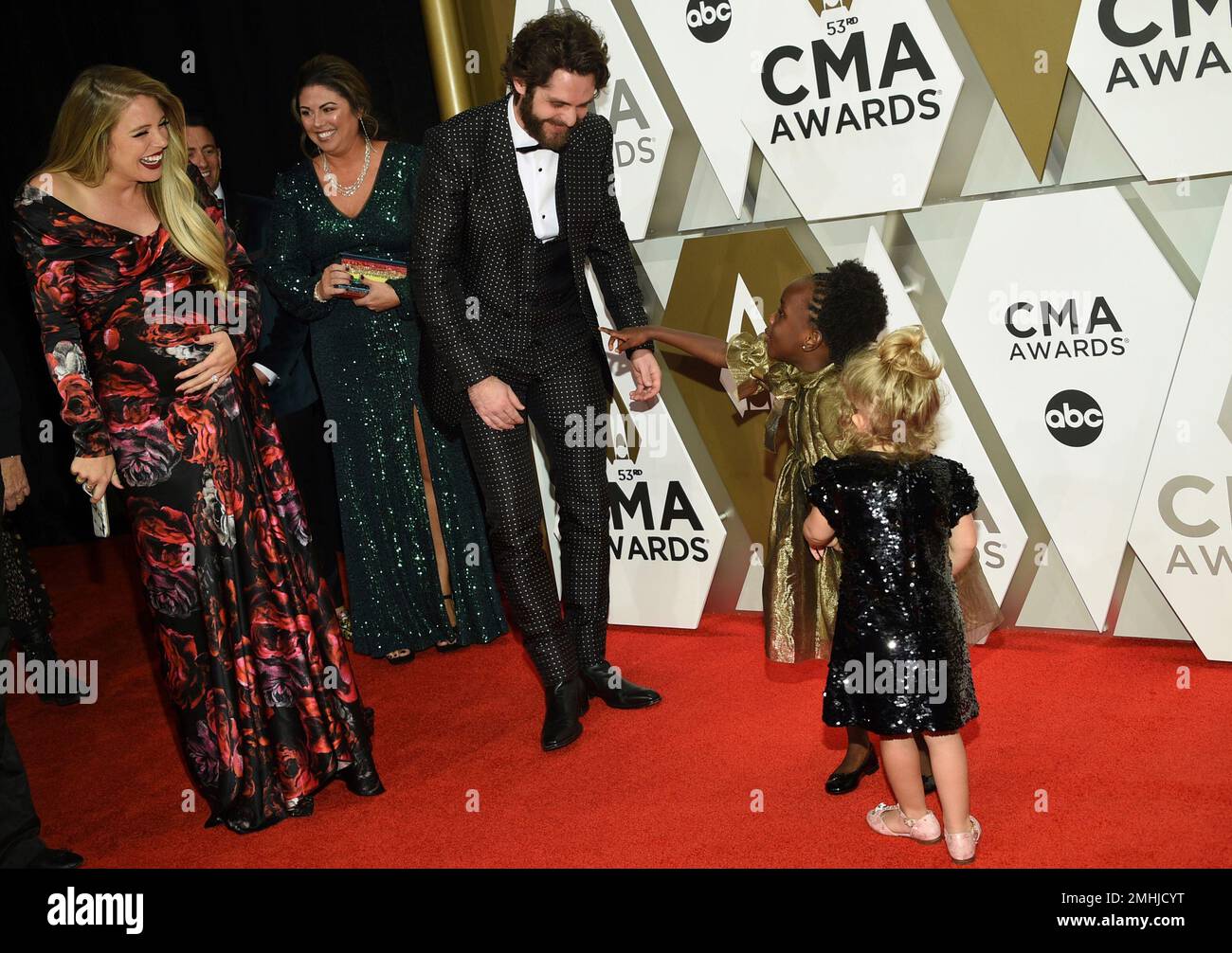 Lauren Akins, from left, Thomas Rhett, Willa Gray Akins and Ada James ...