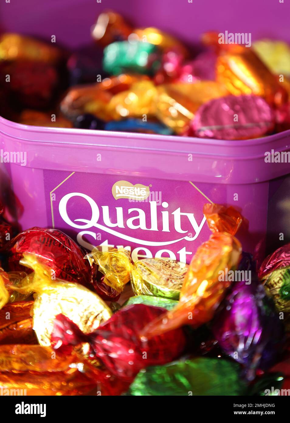 Quality Street chocolates, manufactured by Nestle, in their colourful ...