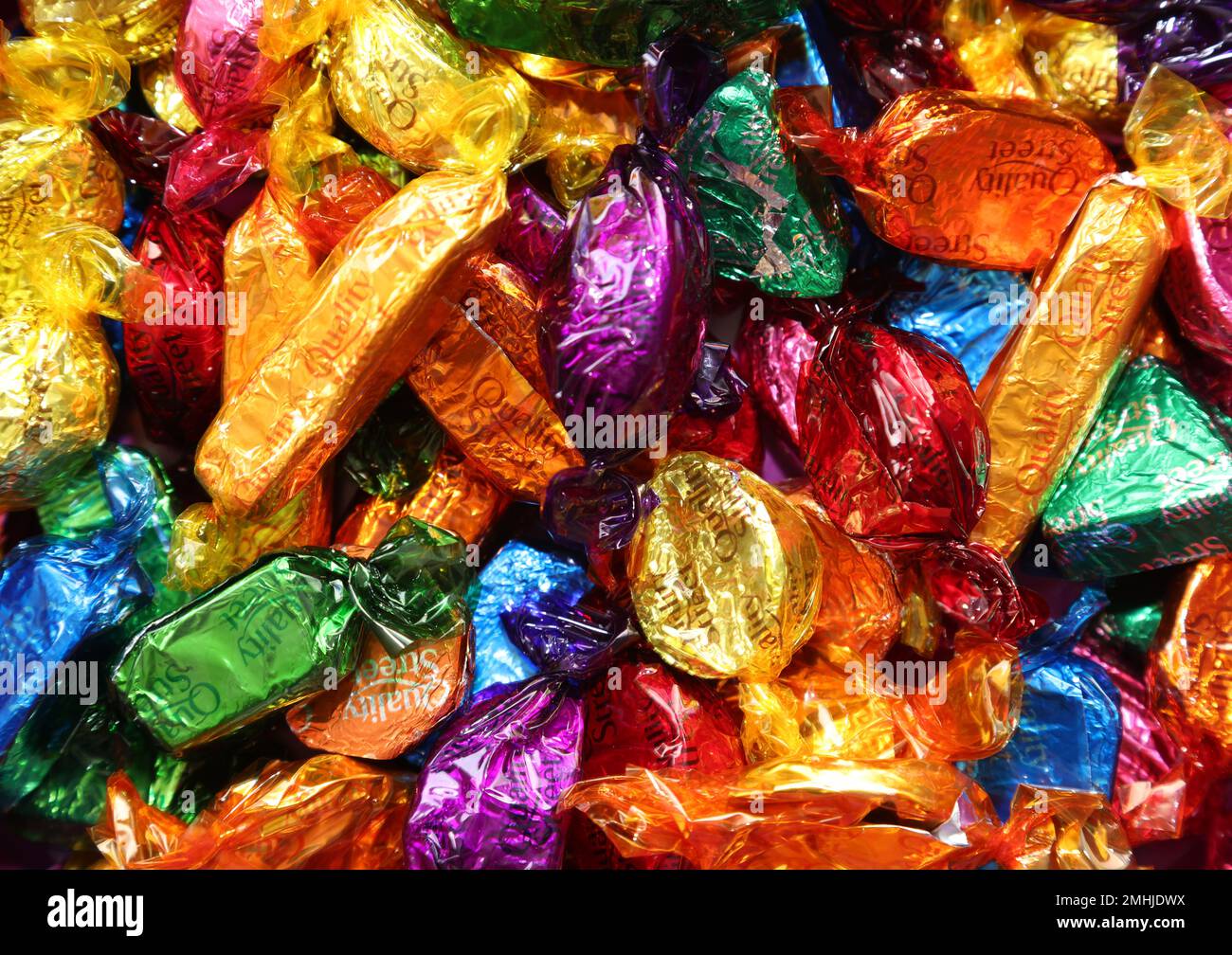 Quality Street chocolates, manufactured by Nestle, in their colourful ...
