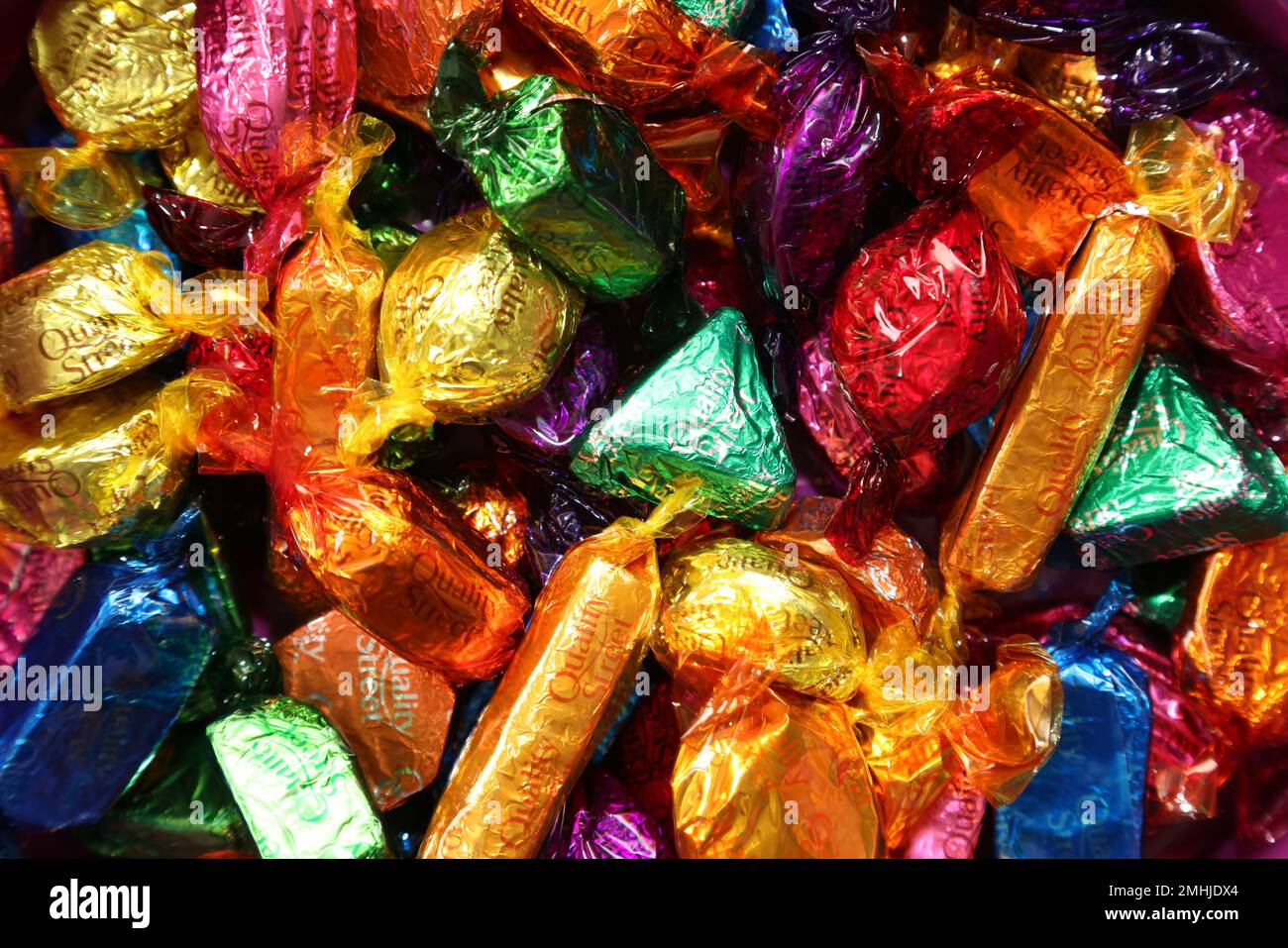 Quality Street chocolates, manufactured by Nestle, in their colourful ...