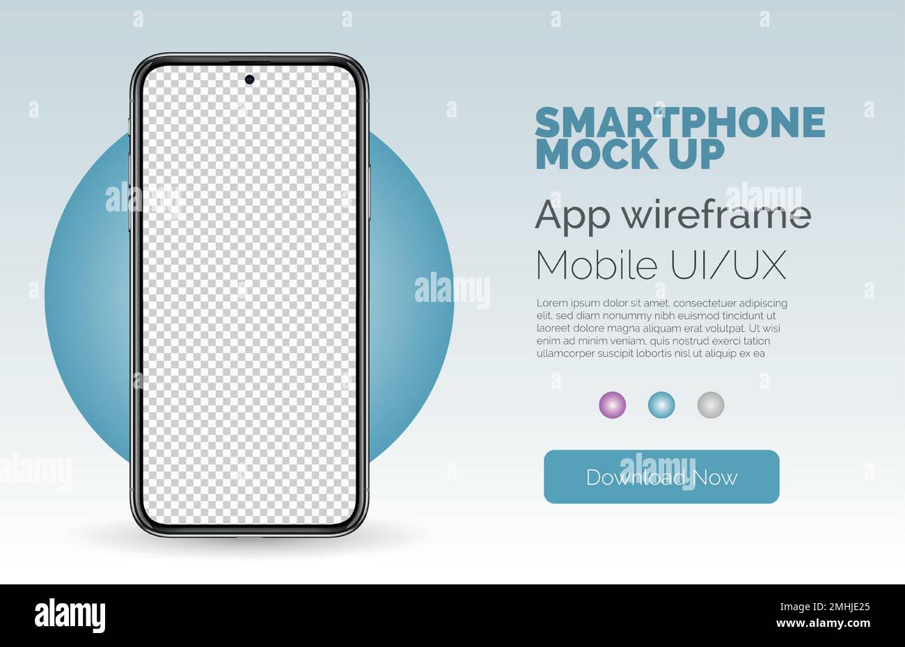Realistic smart phone mockup. Smartphone with blank, transparent screen ...