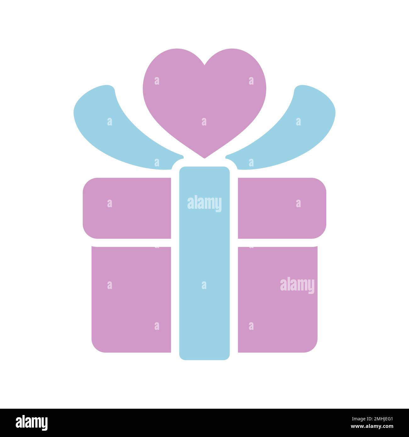 Gift box sign glyph icon. Present with heart love symbol. Valentines ...