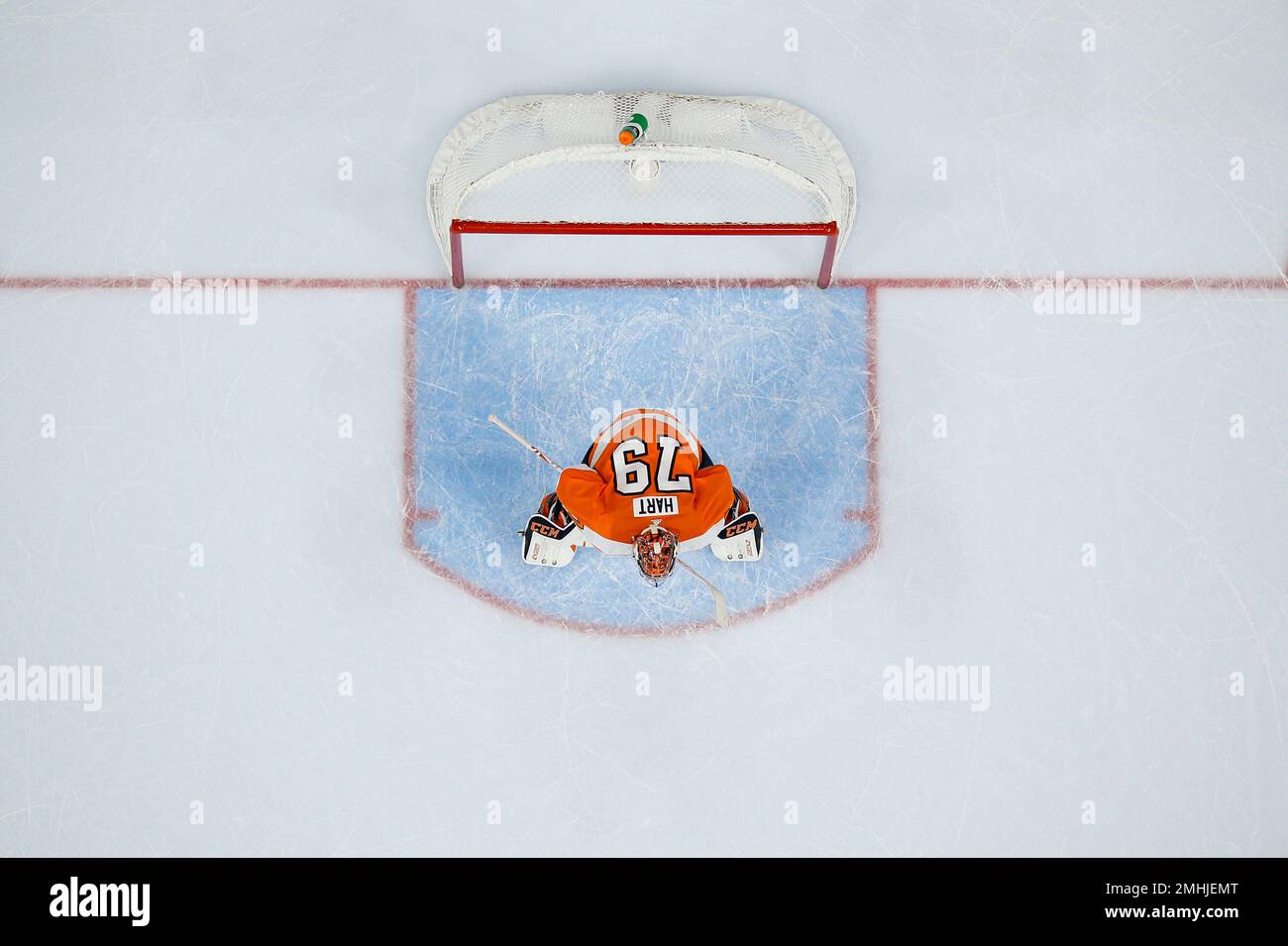Philadelphia Flyers' Carter Hart plays during an NHL hockey gameagainst ...