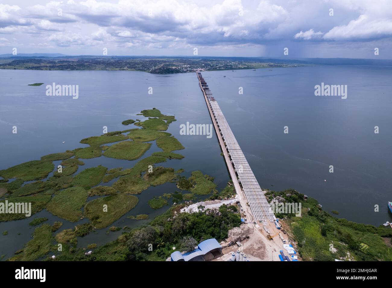 Magufuli bridge building progress. Kigongo–Busisi, Mwanza Gulf crossing ...