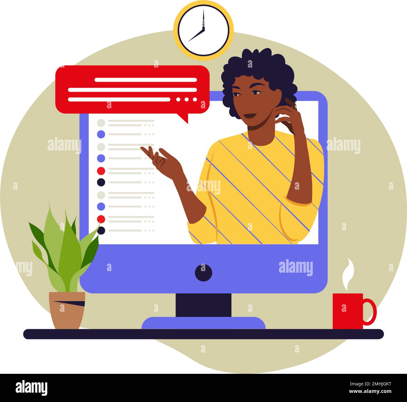 Webinar concept. Online education. Video conference or lecture. Vector ...