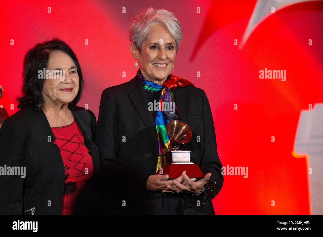 Joan Baez receives the Lifetime Achievement award during the Latin ...