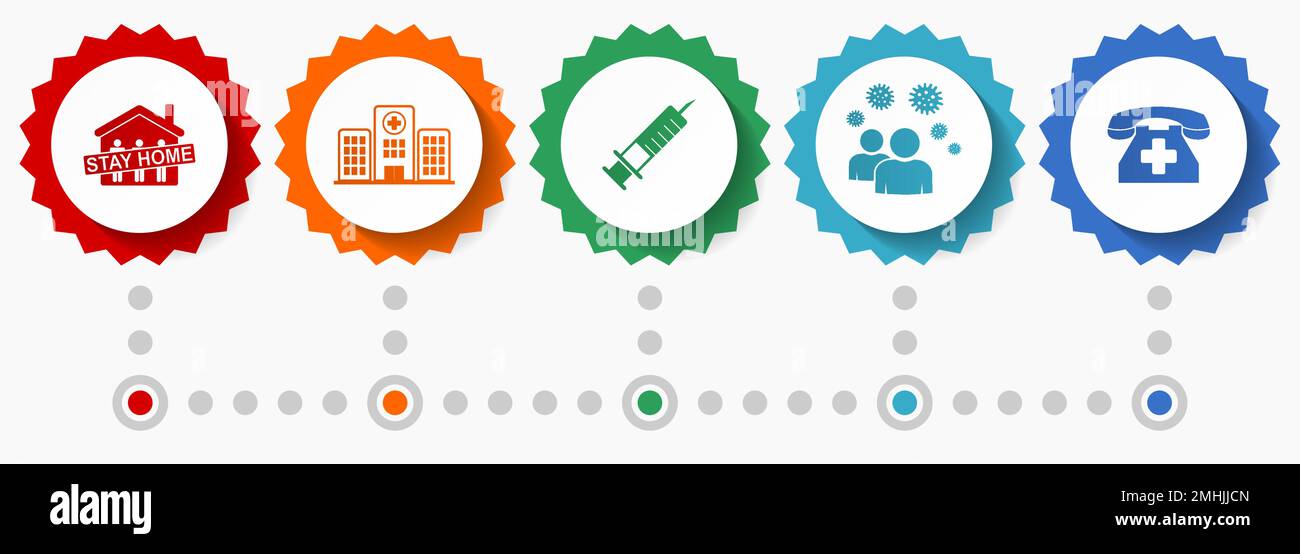 Health and medicine vector icons, hospital flat design web badges ...