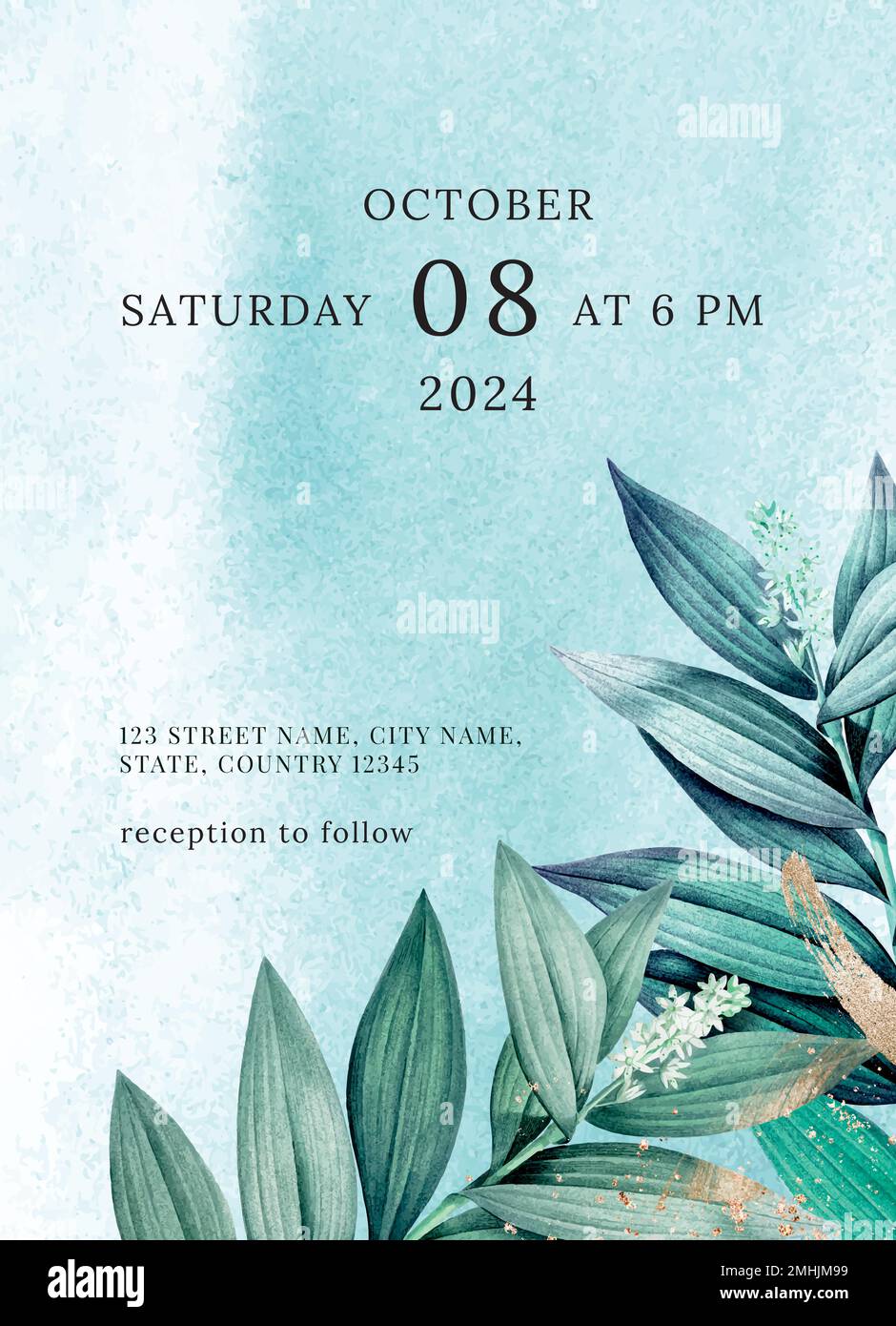 Wedding invitation floral template, aesthetic design vector, remixed ...