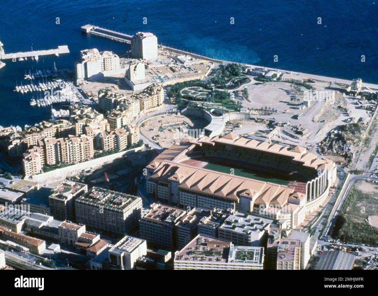 Newly-built Monaco Stadium and other new developments are shown in ...
