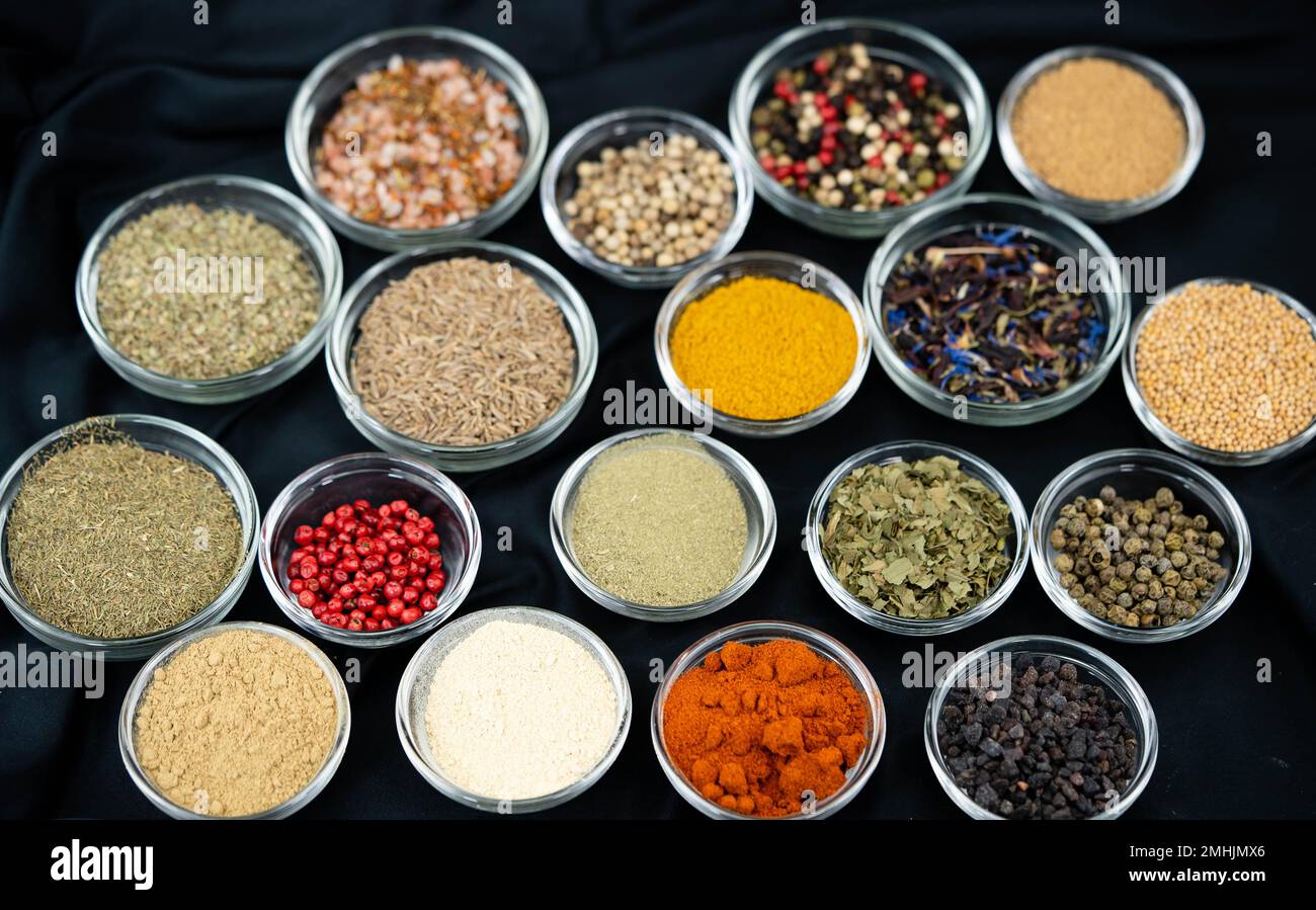 a mix of herbs and spices from all over the world Stock Photo - Alamy