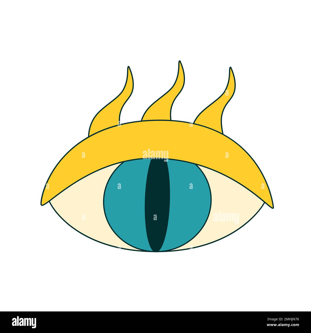 Magic abstract retro 1970 style eye icon. Vintage fantasy oval pupil ...