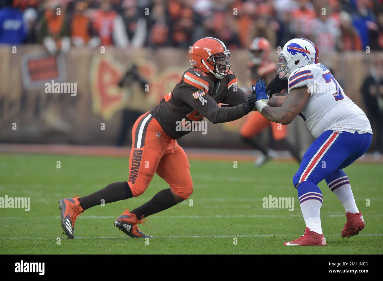 Cleveland Browns defensive end Myles Garrett in action during an NFL ...