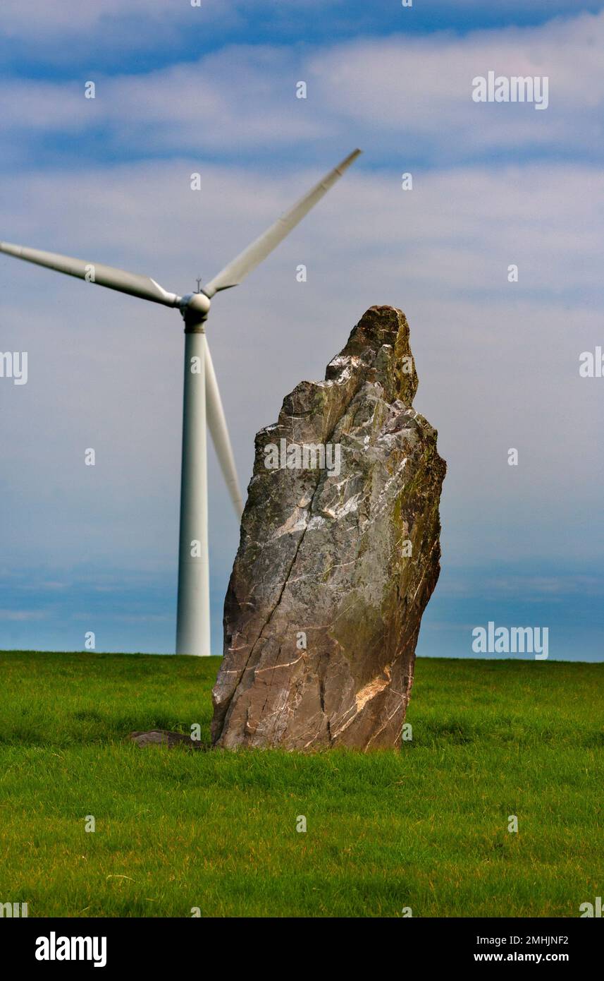 St Breock Downs Monolith Bronze Age Standing Stone & Wind Turbine North ...