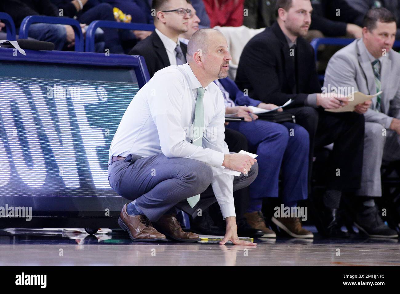 North Dakota head coach Paul Sather looks on during the second half of ...