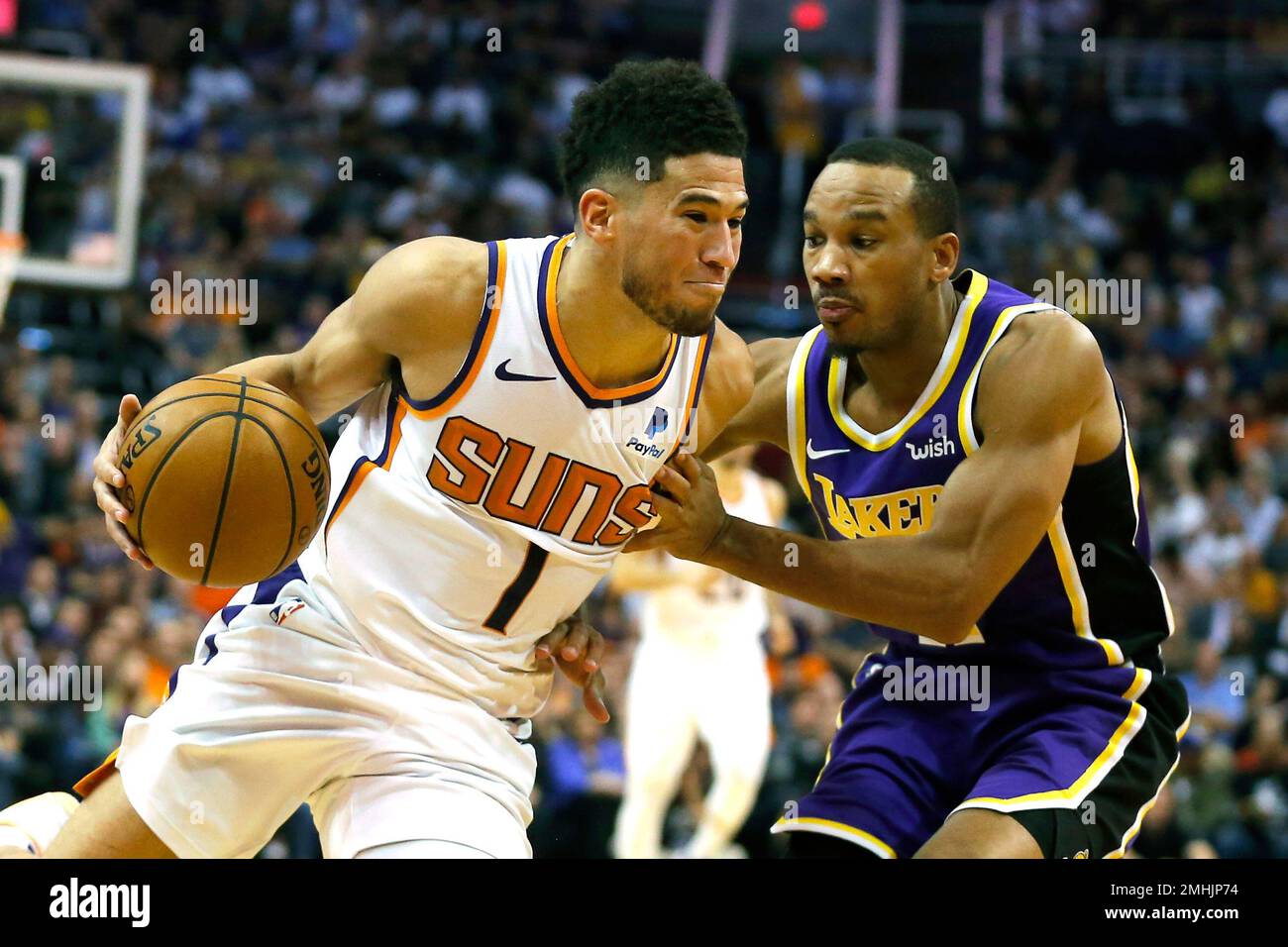 Phoenix Suns guard Devin Booker (1) in the first half during an NBA ...