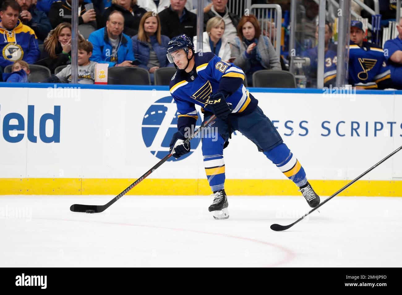 St. Louis Blues' Tyler Bozak shoots during the second period of an NHL ...