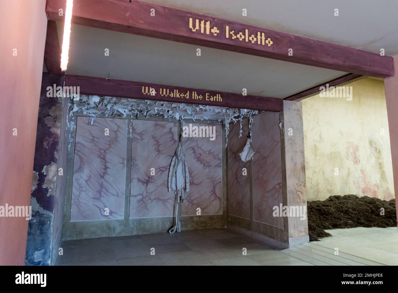 A view of the Danish Pavilion We Walked the Earth, with works by artist ...