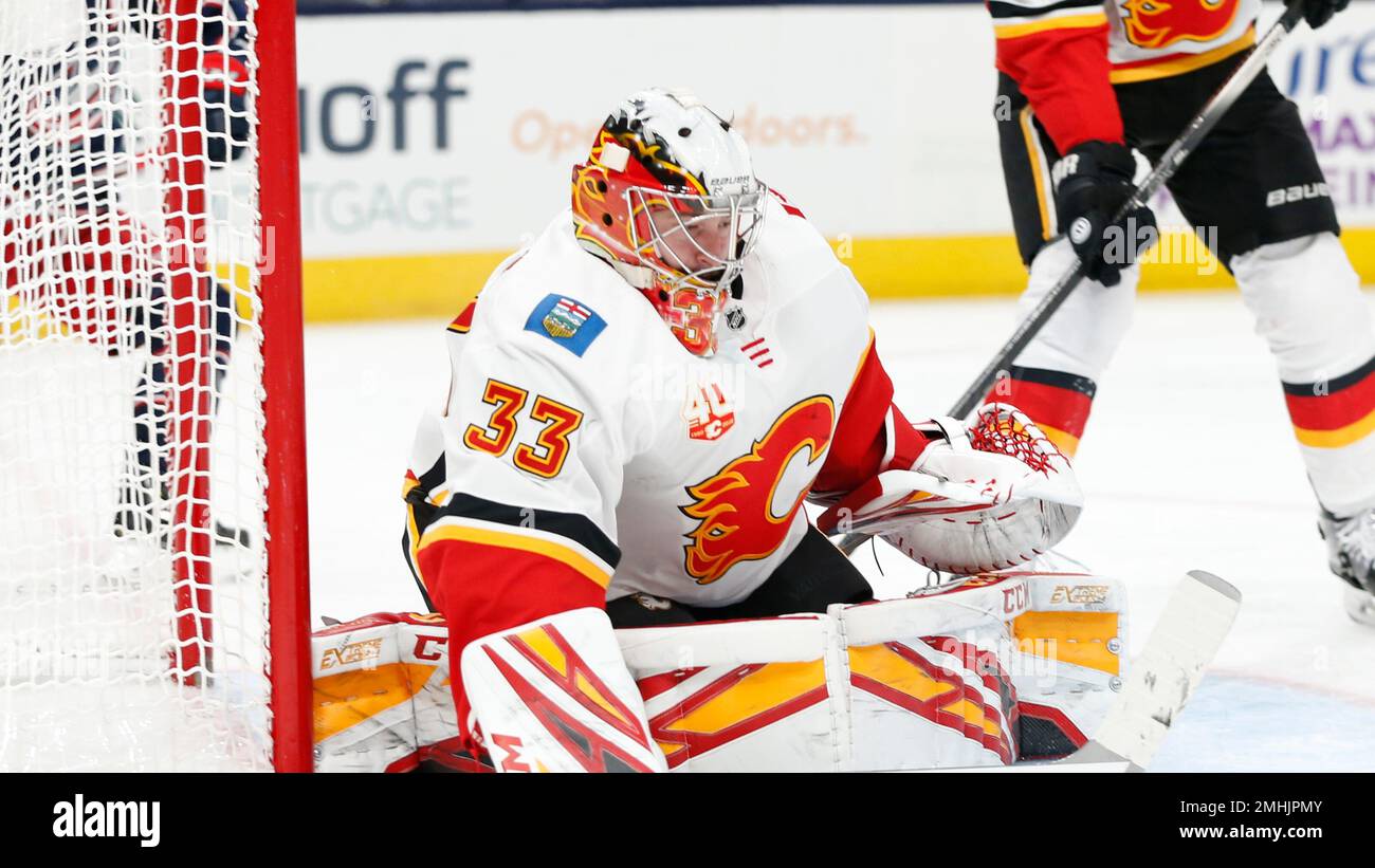 Calgary Flames' David Rittich, of the Czech Republic, plays against the ...