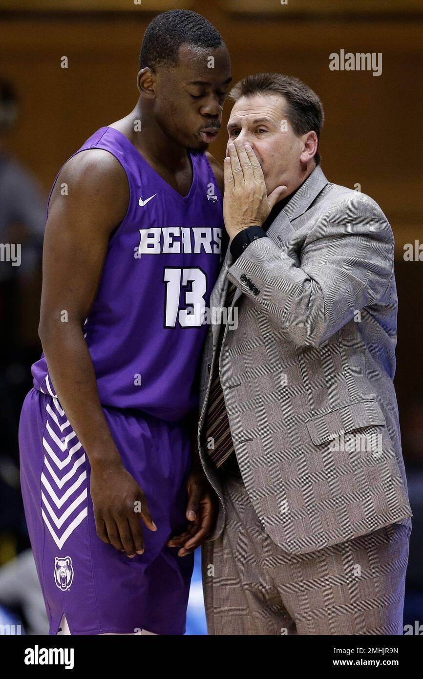 Central Arkansas head coach Russ Pennell speaks with Central Arkansas ...