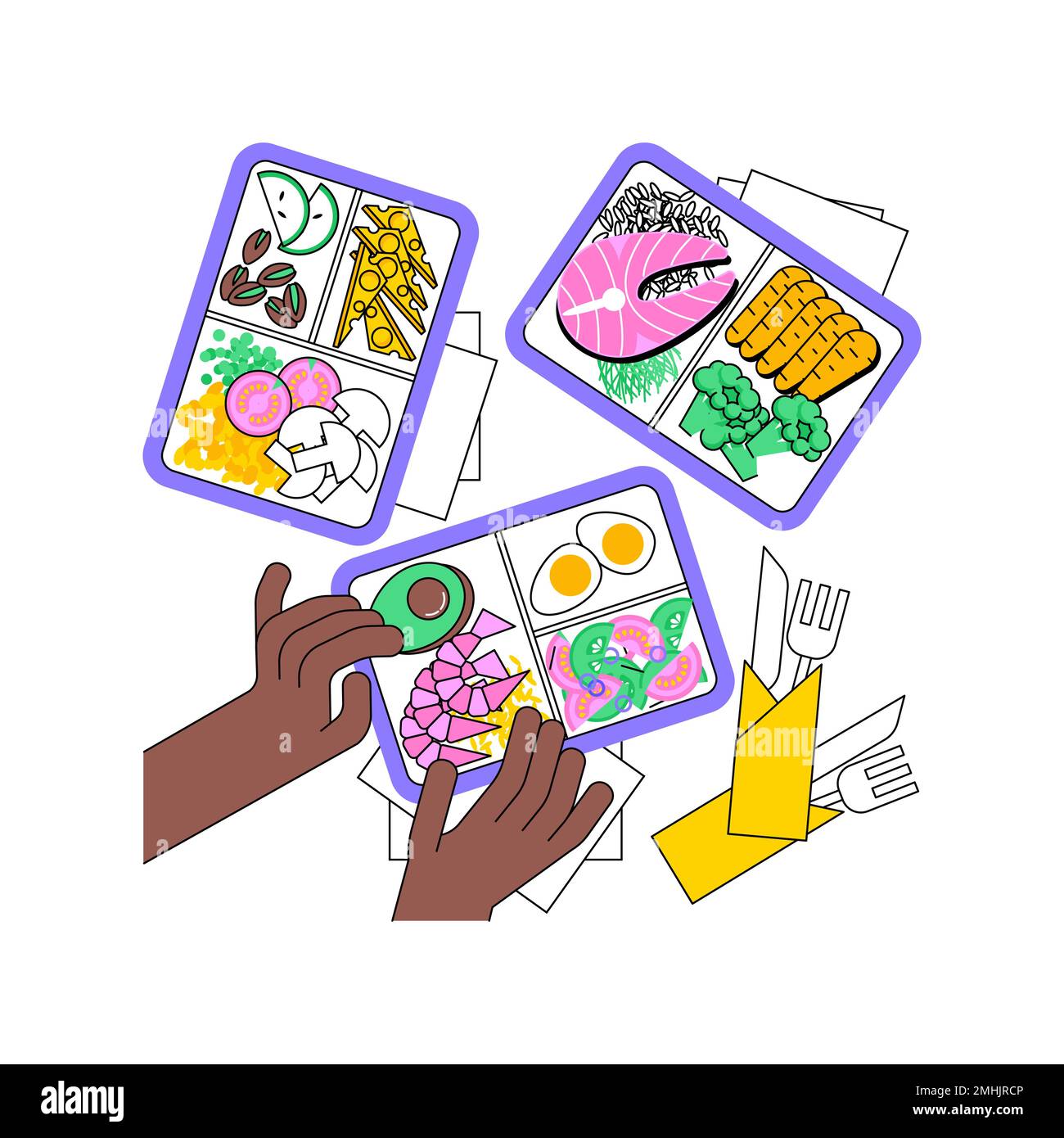 Carb cycling diet isolated cartoon vector illustrations. Girl packs ...