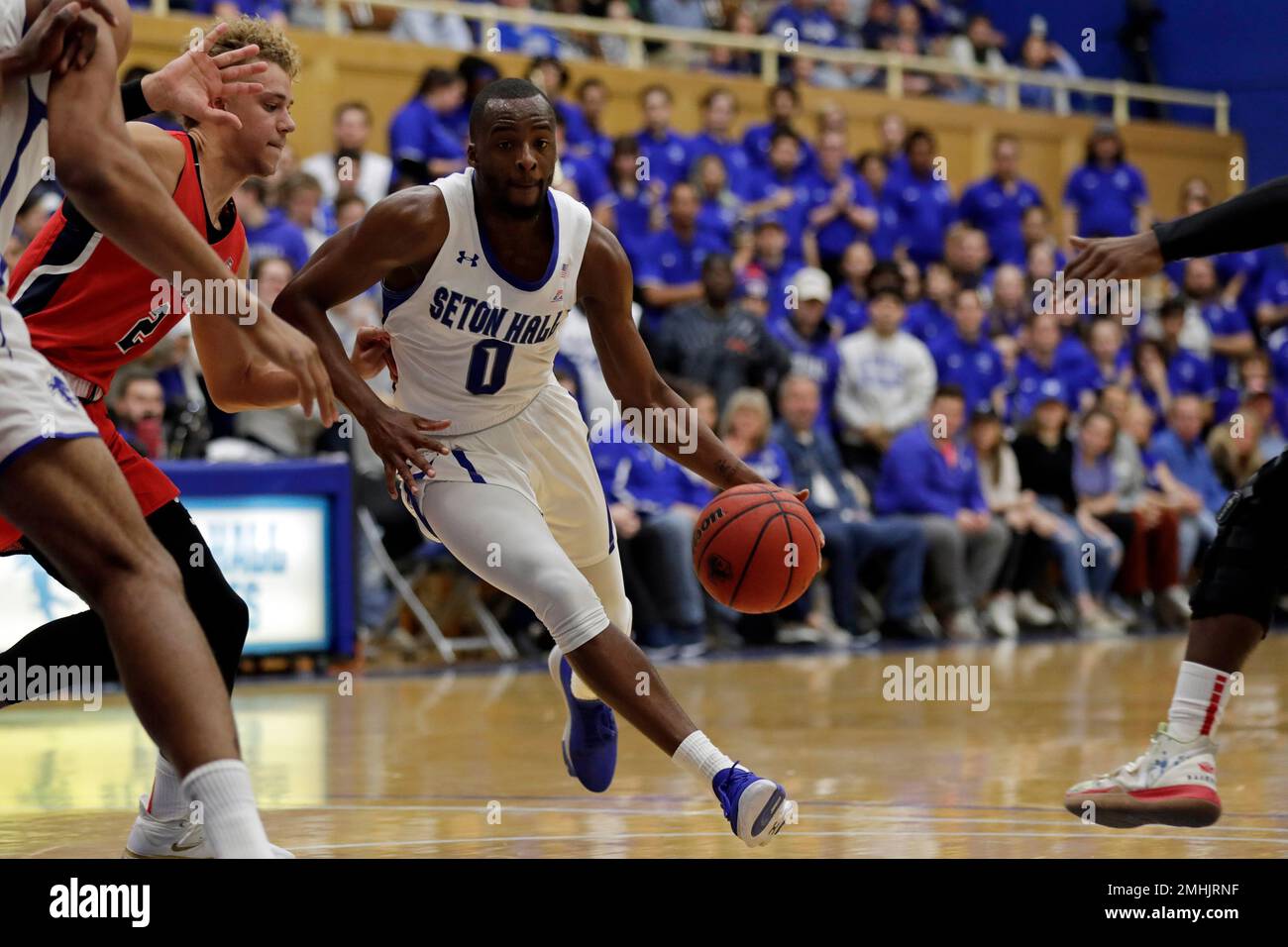 Seton Hall guard Quincy McKnight (0) in action during the first half of ...