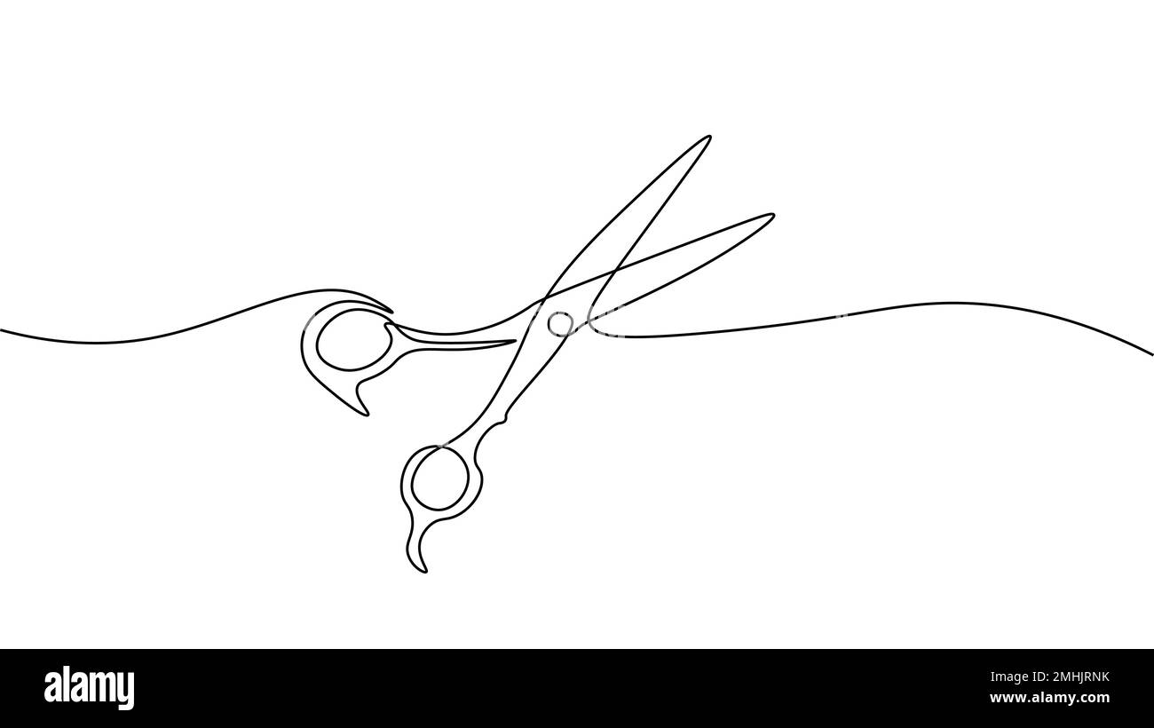 One line continuous stylist scissors symbol concept. Barber haircut ...
