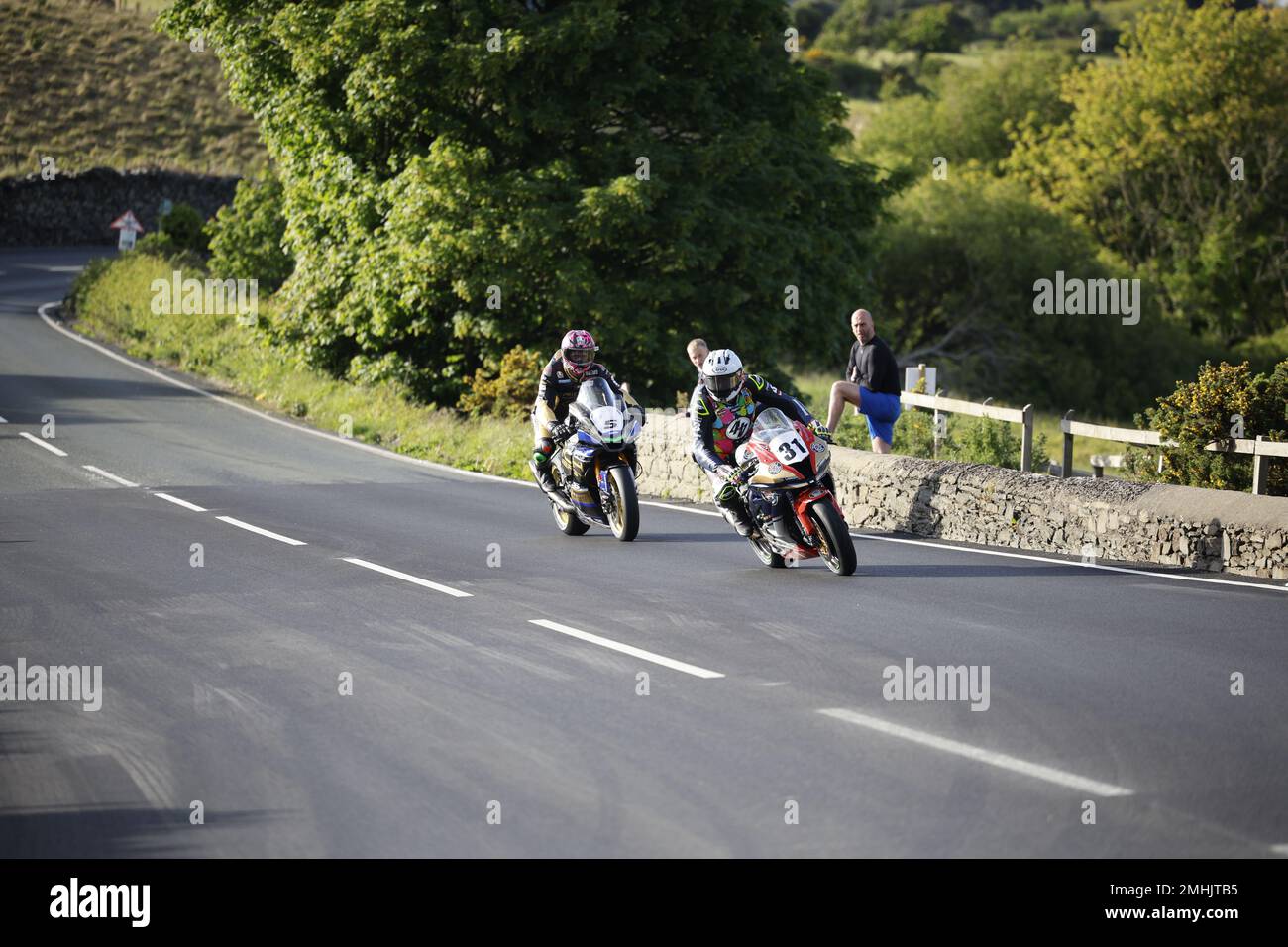 Isle of Man TT 22, Gooseneck, Practice Week Stock Photo - Alamy