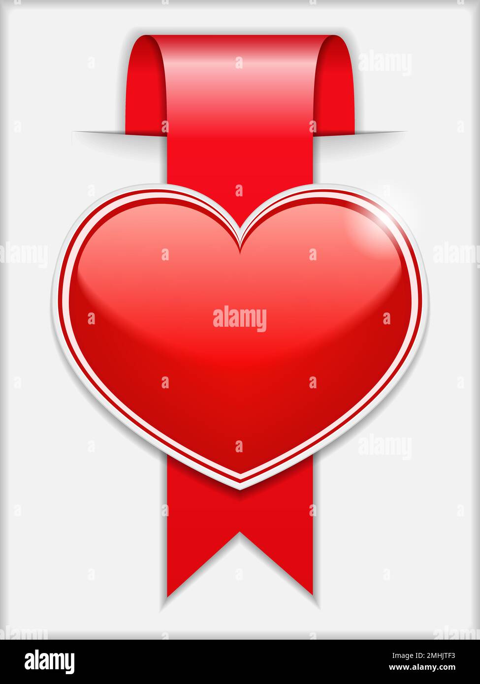 Red ribbon with heart, vector eps10 illustration Stock Vector Image ...