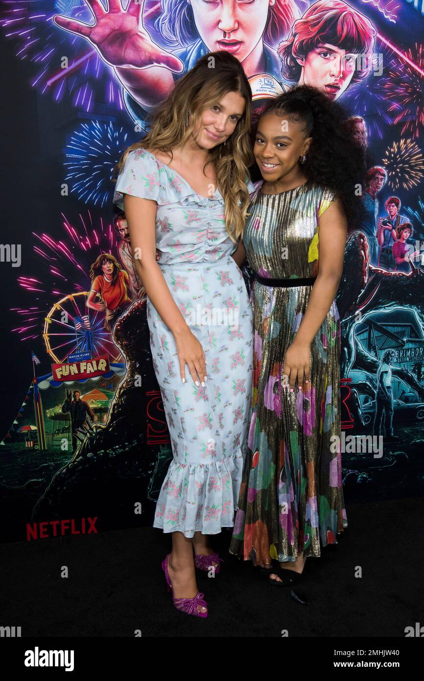 Millie Bobby Brown, left, and Priah Ferguson attend a special screening ...