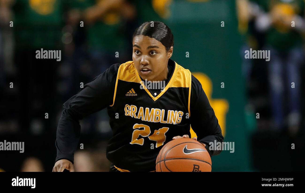 Grambling State guard Alexis Vaughn advances the ball up court against ...