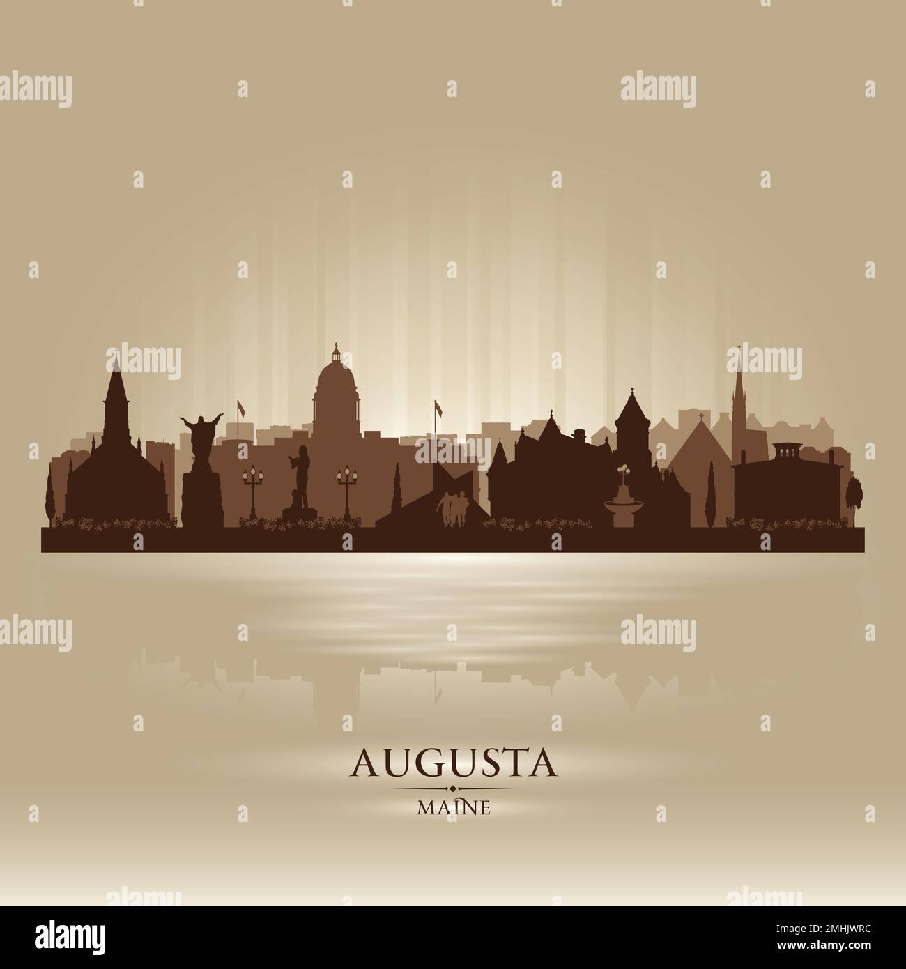 Augusta Maine city skyline vector silhouette illustration Stock Vector ...