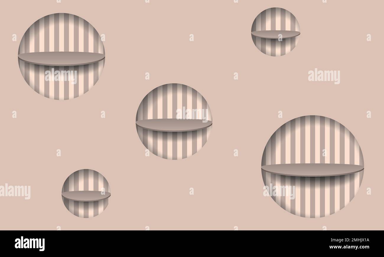 Shelf. Round shelves with shadow on the wall in beige. Vector ...