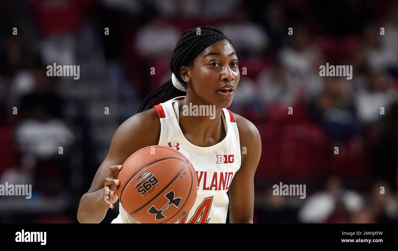 Maryland's Diamond Miller dribbles against South Carolina during an ...