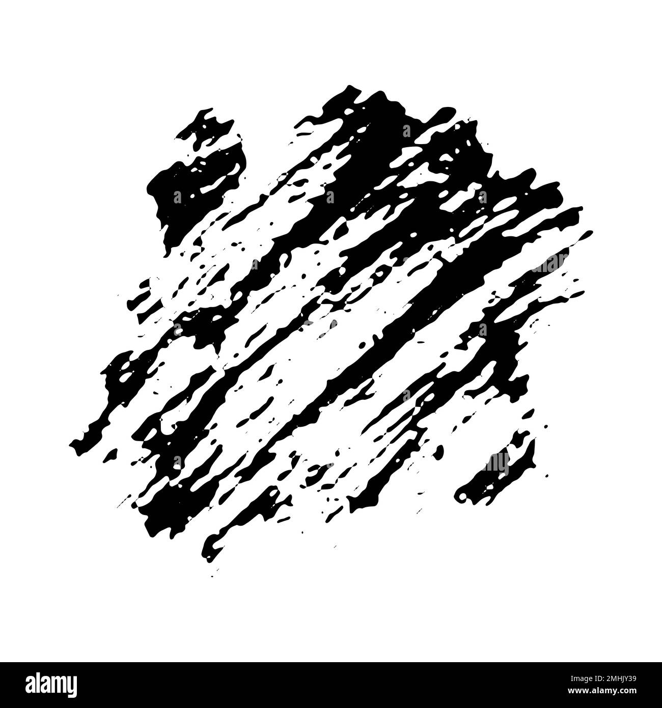 Black stain of paintbrush isolated on white background. Hand-drawn spot ...