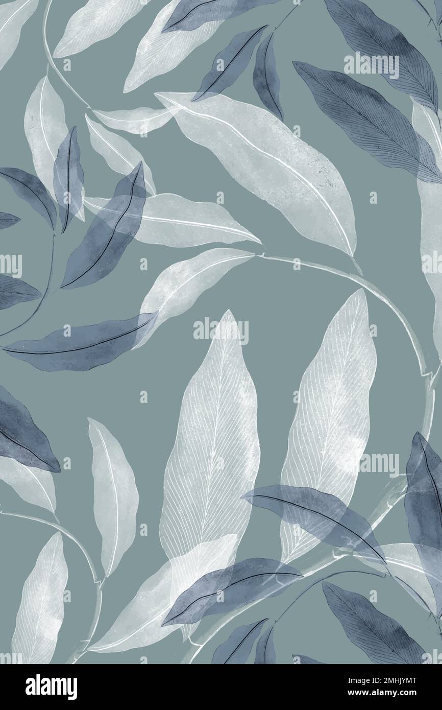 Blue and white leafy background vector Stock Vector Image & Art - Alamy