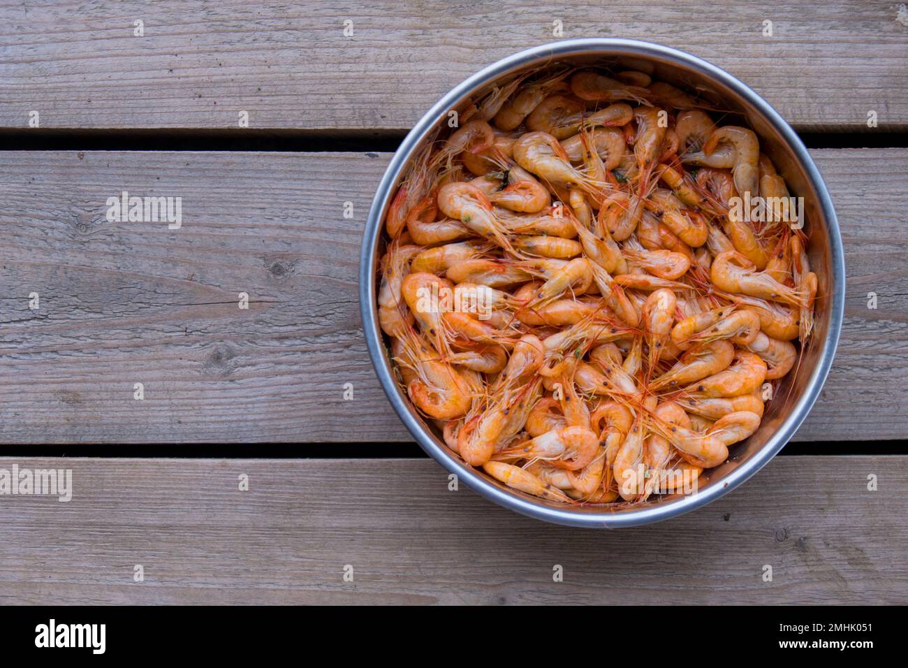 The top view prawns is a seafood. Bring it to boil until cooked to make ...