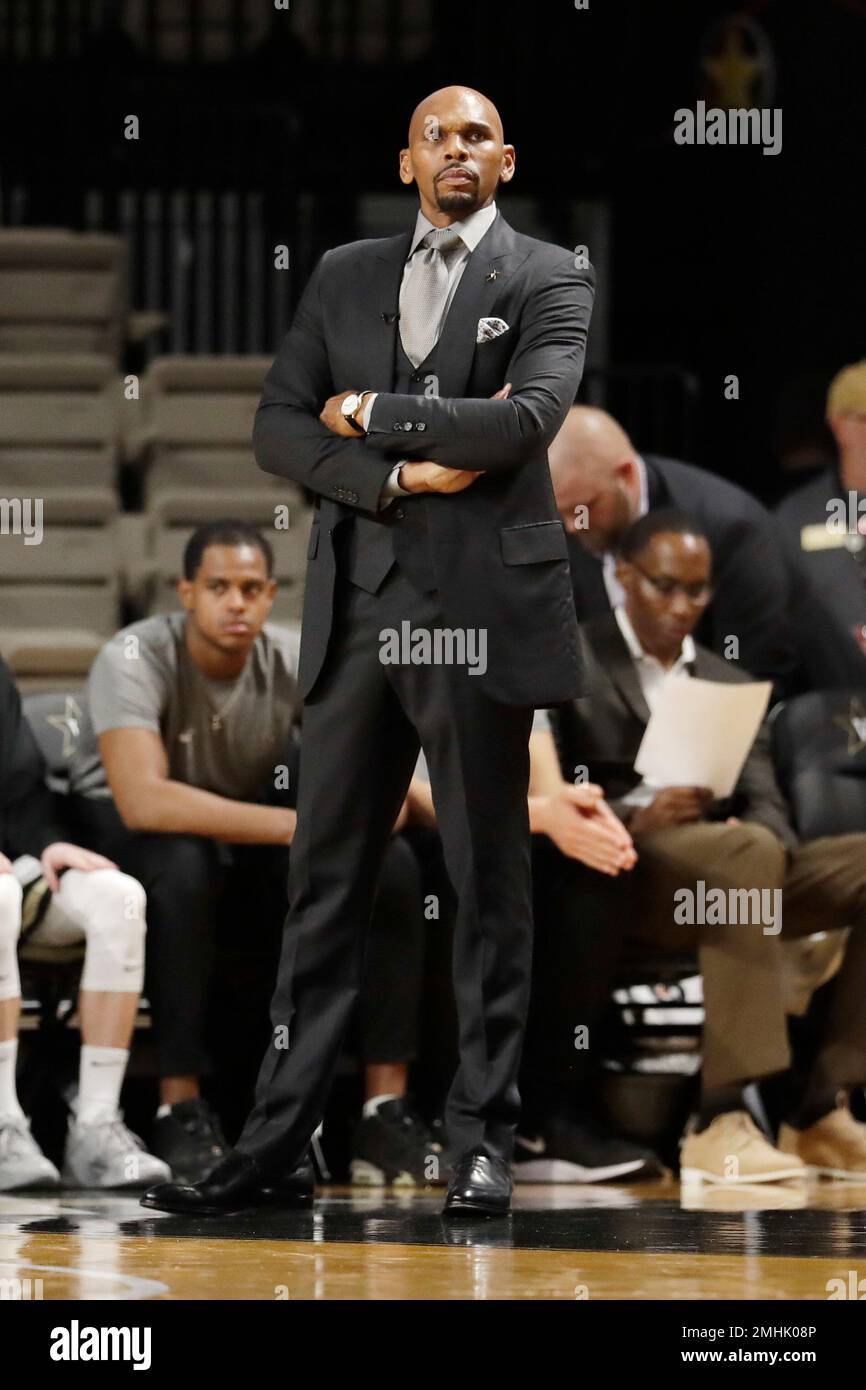 Vanderbilt head coach Jerry Stackhouse watches in the first half of an ...
