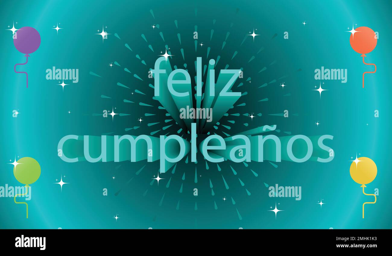 Happy birthday in spanish, feliz cumpleanos illustration with speedy ...