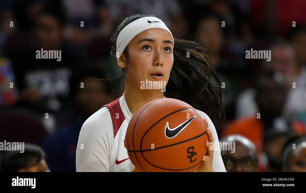 USC Trojans guard Alyson Miura shoots the ball while playing the ...