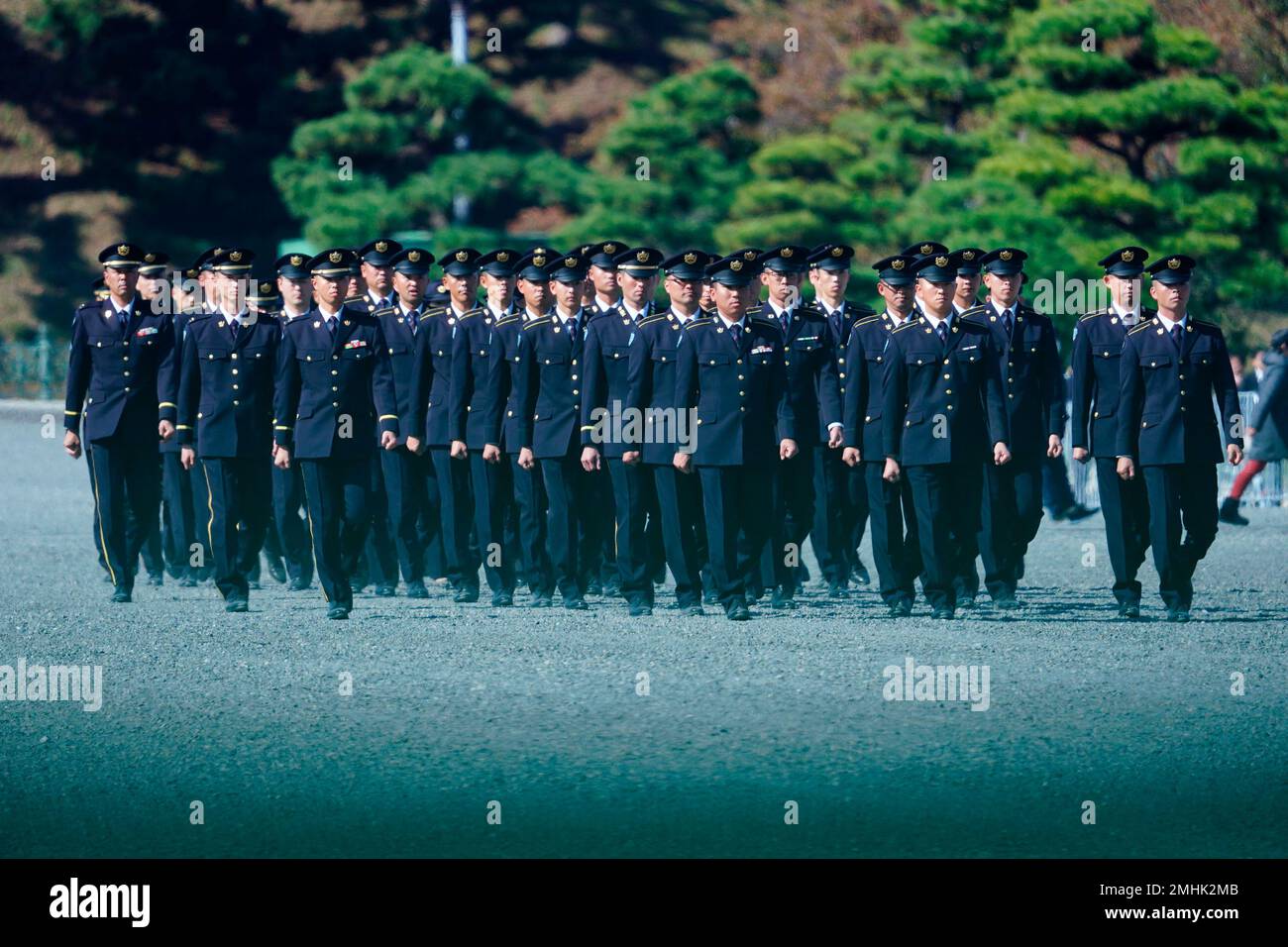 Japan Self-Defense Forces' members walk in formation as they stand ...