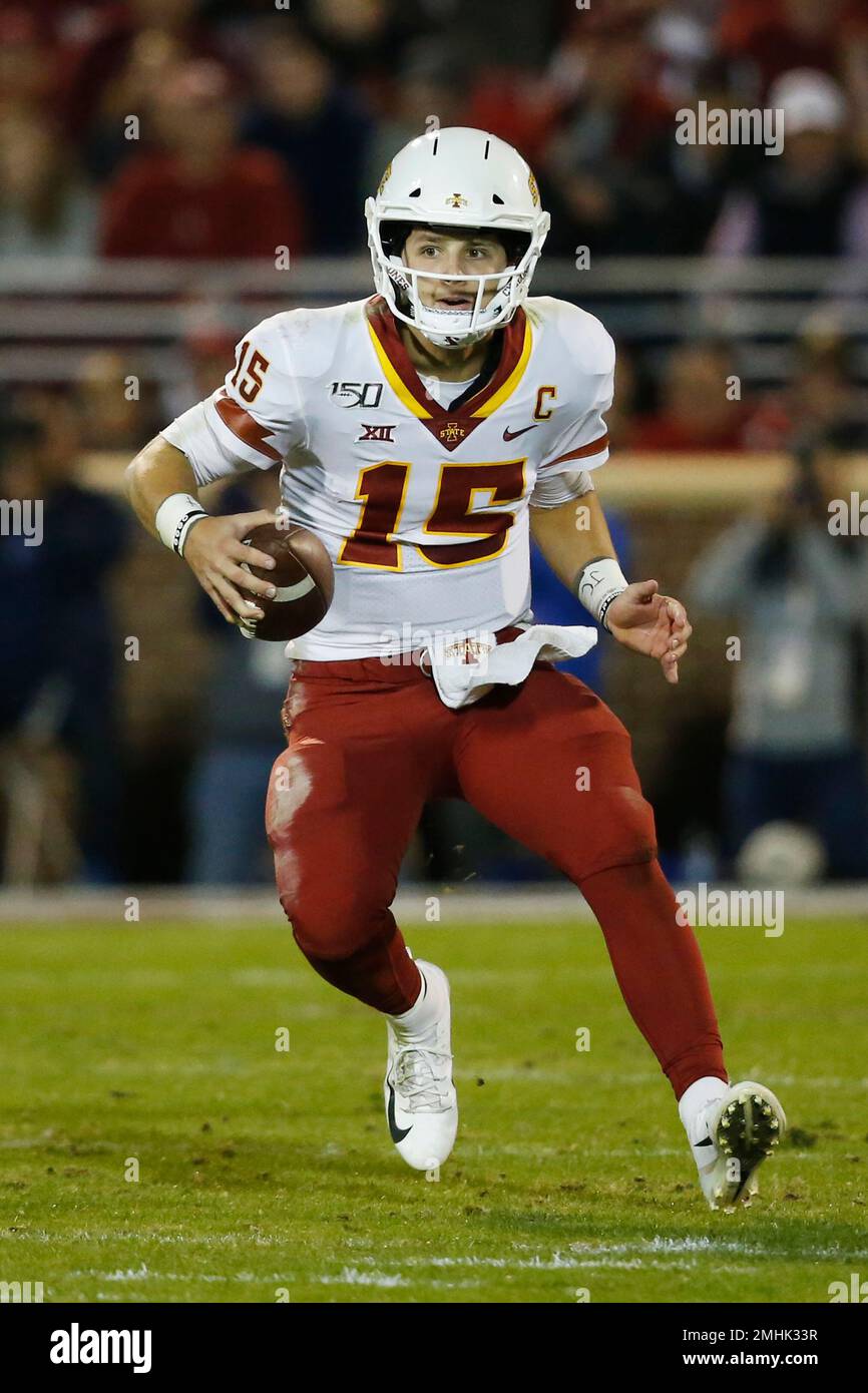 Iowa State quarterback Brock Purdy (15) during an NCAA college football ...