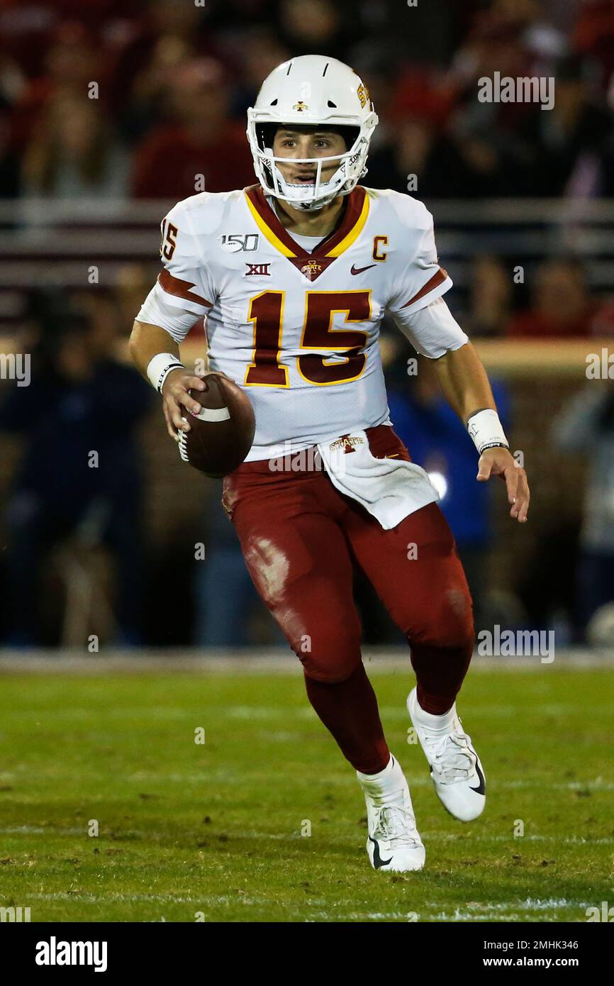 Iowa State quarterback Brock Purdy (15) during an NCAA college football ...
